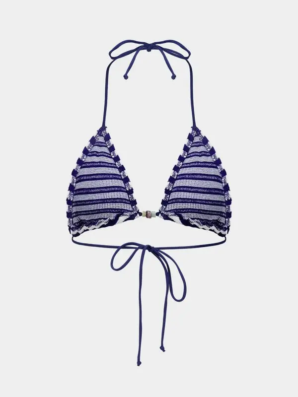 Bond Eye Beaded Ingrid Triangle Bikini Top - Blue
