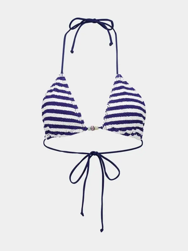 Bond Eye Beaded Ingrid Triangle Bikini Top - Blue