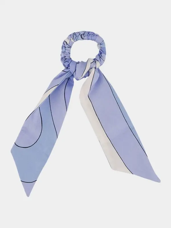 Emilio Pucci Silk Hair Tie With Foulard - Blue