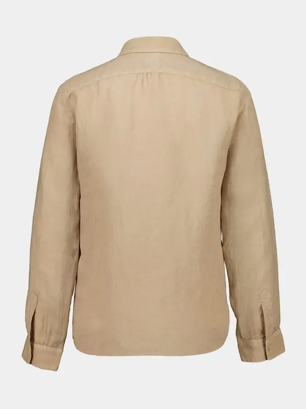 120% Lino Savana Long-sleeve Linen Shirt - Beige