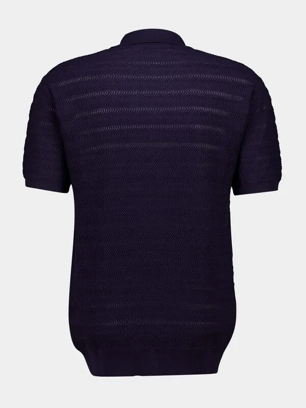 Frescobol Carioca Navy Vidal Cotton Jacquard Polo