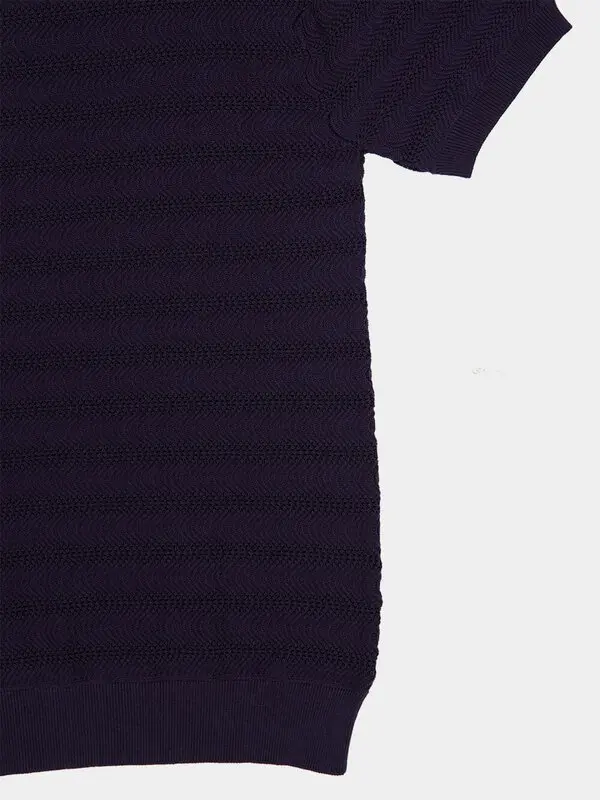 Frescobol Carioca Navy Vidal Cotton Jacquard Polo - Blue