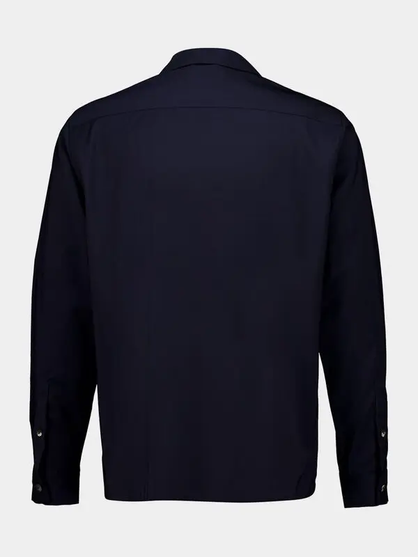 Frescobol Carioca Navy Safra Tropical Wool Shirt - Blue