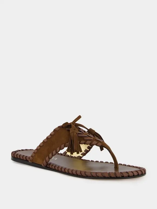 Prada Braided Thong Sandals - Brown