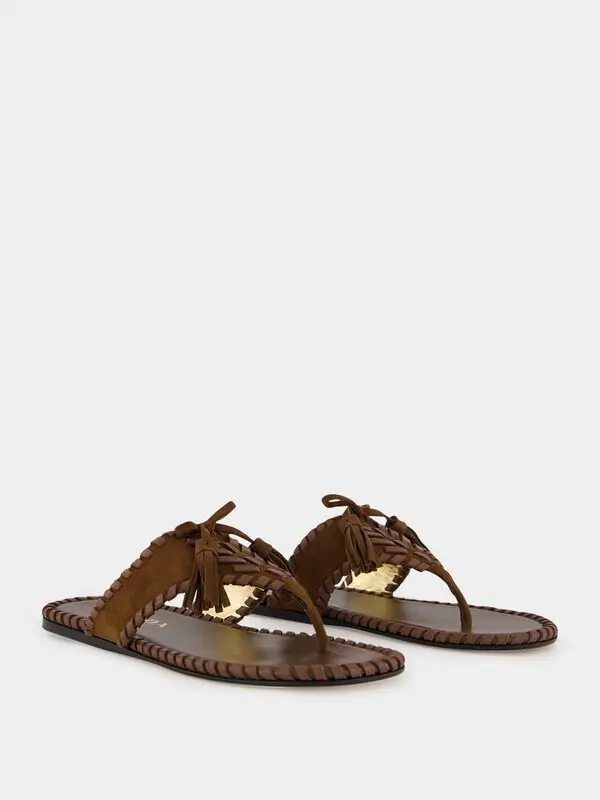 Prada Braided Thong Sandals - Brown