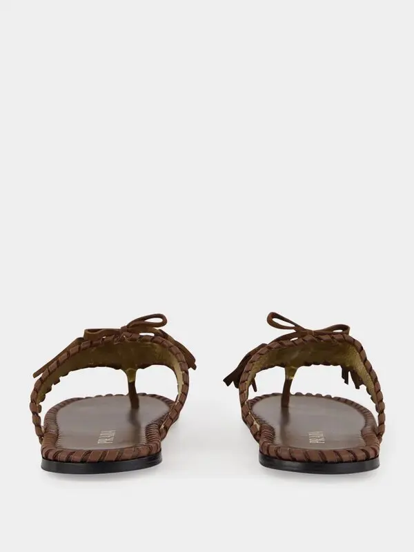 Prada Braided Thong Sandals - Brown