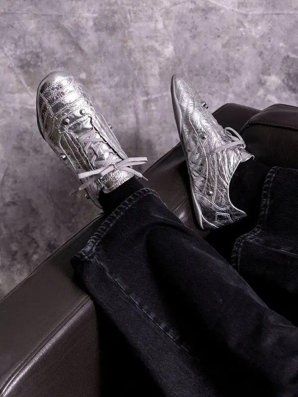 Balenciaga City Sneaker In Metallized Sheepskin - Silver