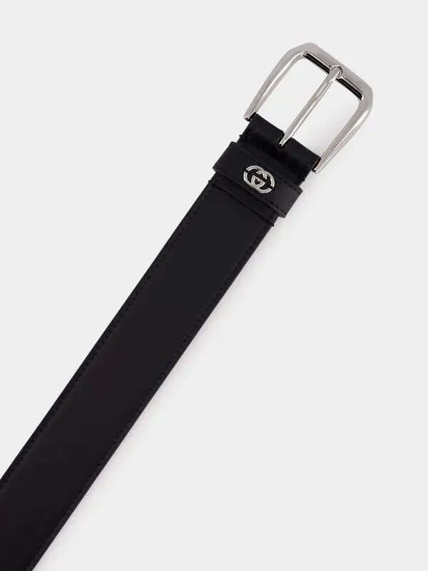 Gucci Belt With Interlocking G Buckle - Grey