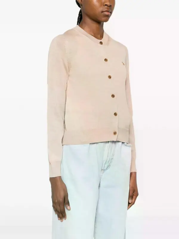 Maison Kitsuné Fox-patch Round-neck Cardigan