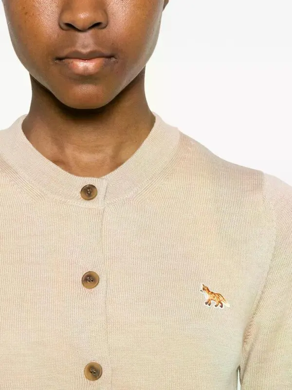 Maison Kitsuné Fox-patch Round-neck Cardigan