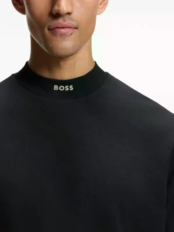 BOSS Logo-collar T-shirt In Stretch Cotton