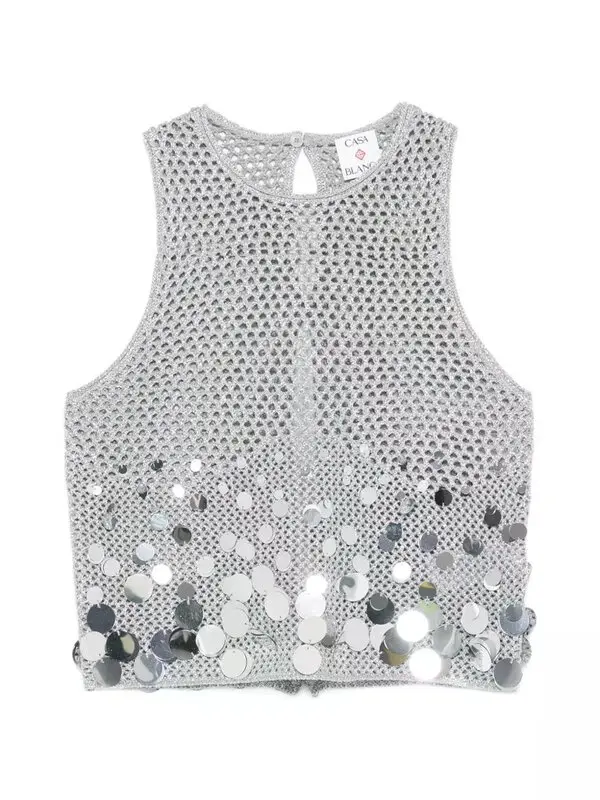 Casablanca Sequin Embellished Sleeveless Top - Grey