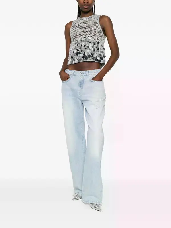 Casablanca Sequin Embellished Sleeveless Top - Grey