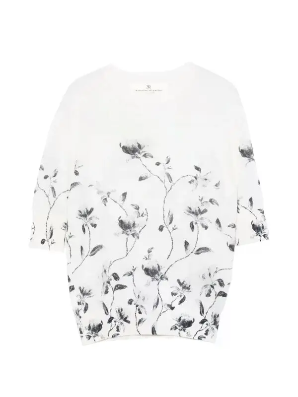 Ermanno Scervino Floral-print Sweater - White