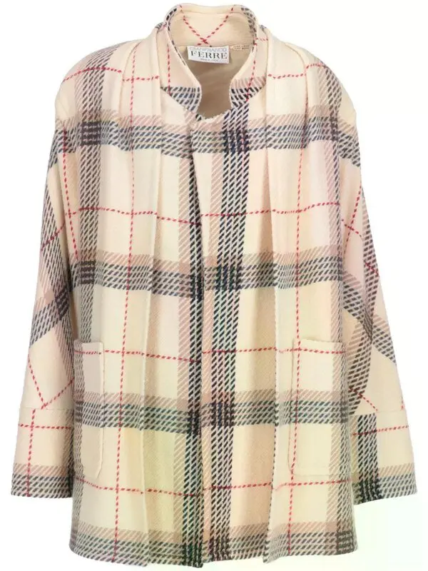 Gianfranco Ferre 1980s Plaid Virgin Wool Coat