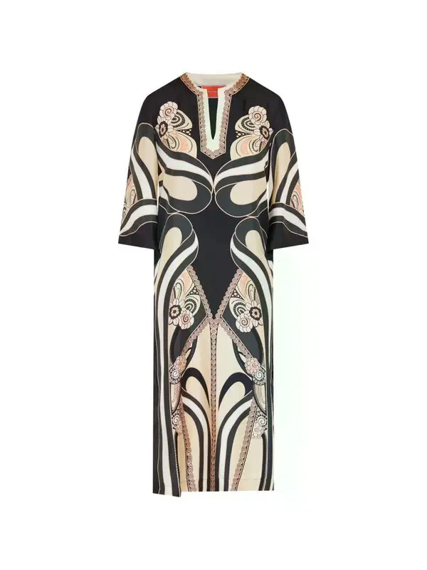 La DoubleJ Ambrosia Print Kaftan Dress - Black