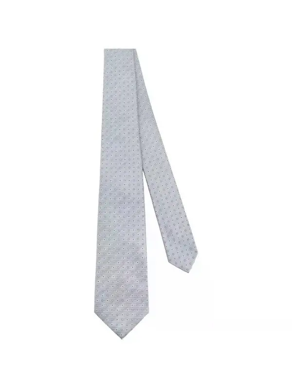 Kiton Dotted Pointed Tip Tie - Grey