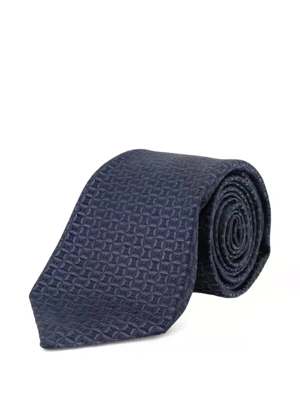 Kiton Patterned Neck Tie - Blue