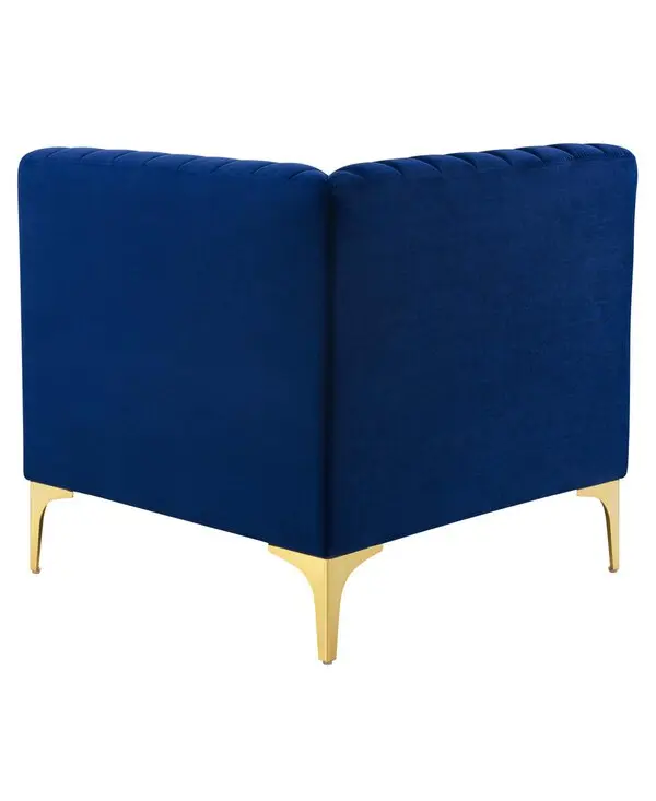 MODWAY Triumph Channel Tufted Performance Velvet Sectional Sofa Corner Chair - Navy
