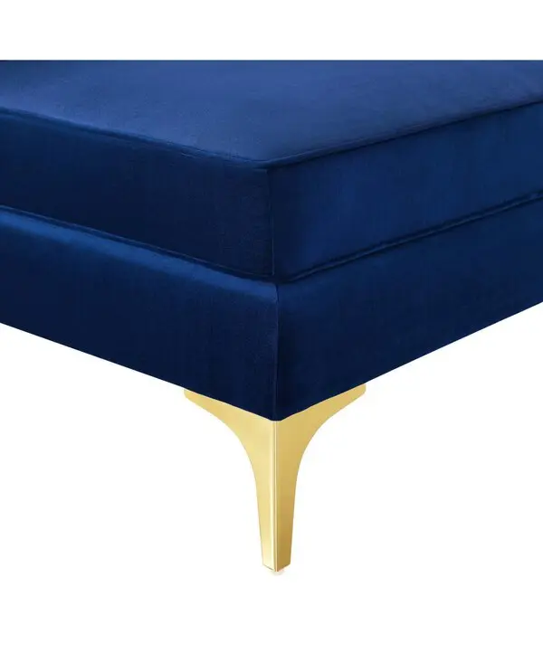 MODWAY Triumph Channel Tufted Performance Velvet Sectional Sofa Corner Chair - Navy
