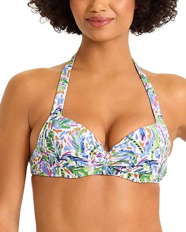 Tommy Bahama Poolside Palms Underwire Halter Bikini Top - Four Leaf Clover