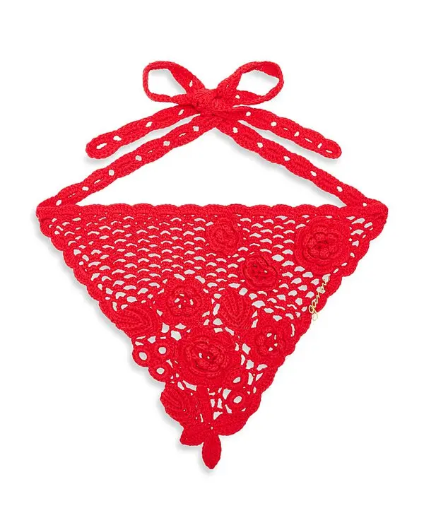 GANNI Crochet Cotton Head Scarf - Goji Berry