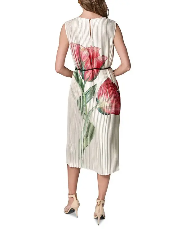 Donna Karan New York Pleated Floral Midi Dress
