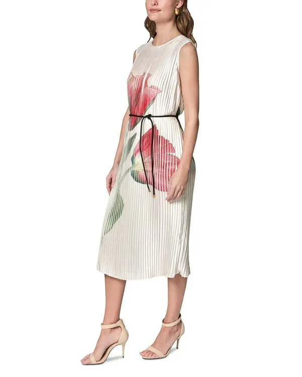 Donna Karan New York Pleated Floral Midi Dress