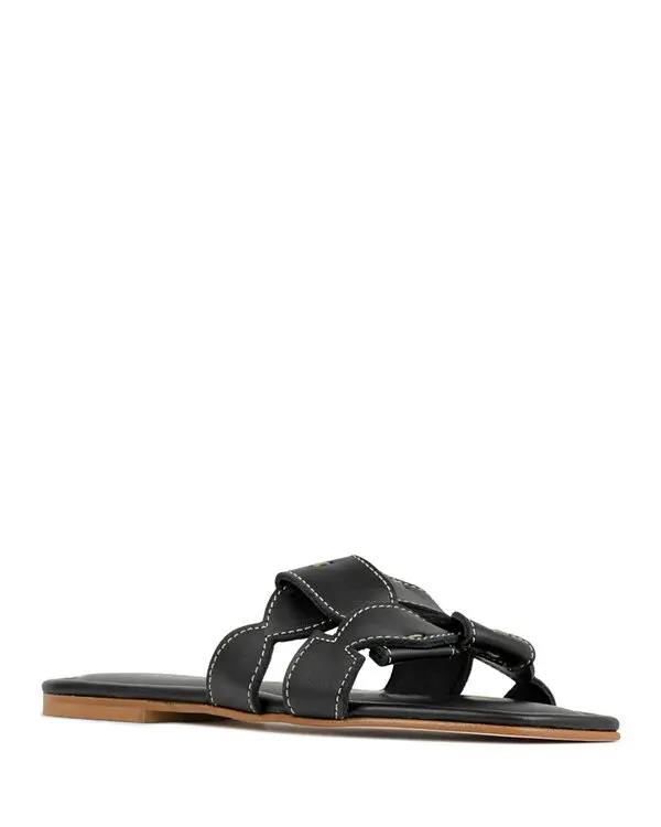 DONALD PLINER Leather Slide Sandals - Black