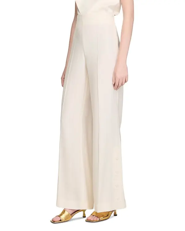 Sandro Tobias Buttoned Slit Straight Leg Trousers
