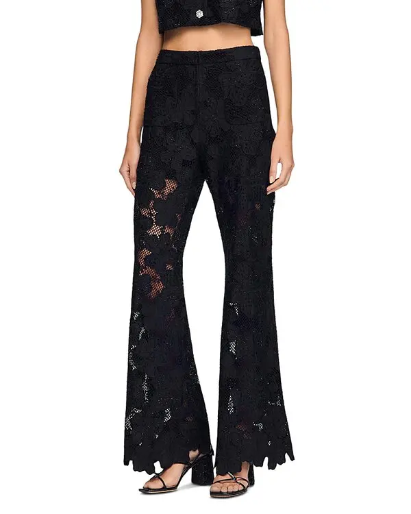 Sandro Amani Guipure Lace Trousers - Black