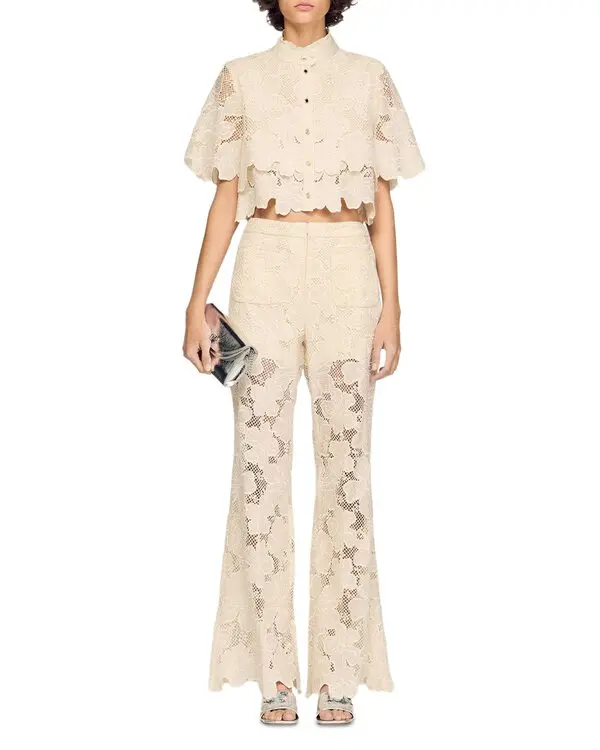 Sandro Amani Guipure Lace Trousers