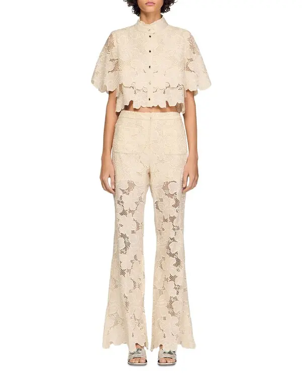 Sandro Amani Guipure Lace Trousers