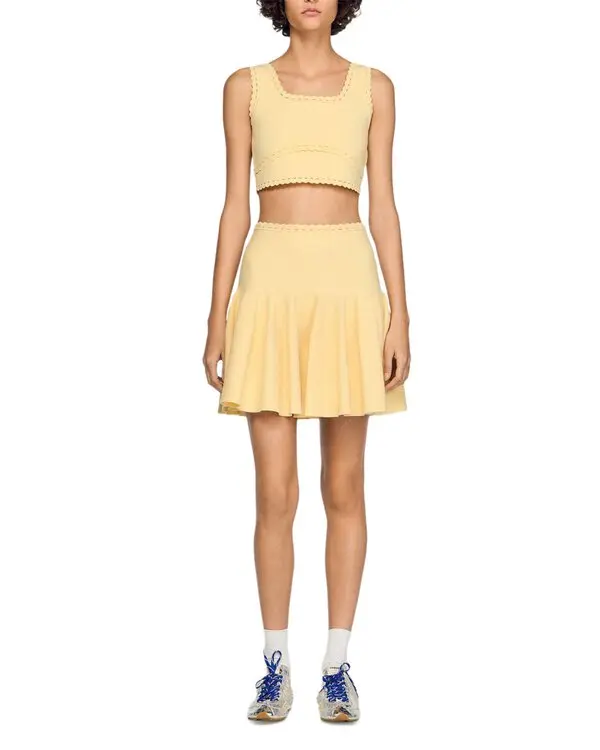 Sandro Telma Short Knit Skater Skirt - Butter