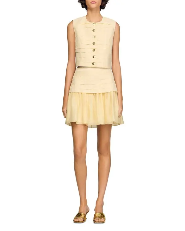 Sandro Hadley Short Pleated Skirt - Vanilla