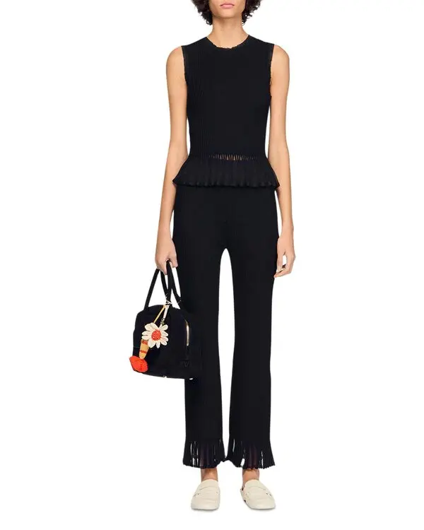 Sandro Ruffled Ottoman Knit Sweater