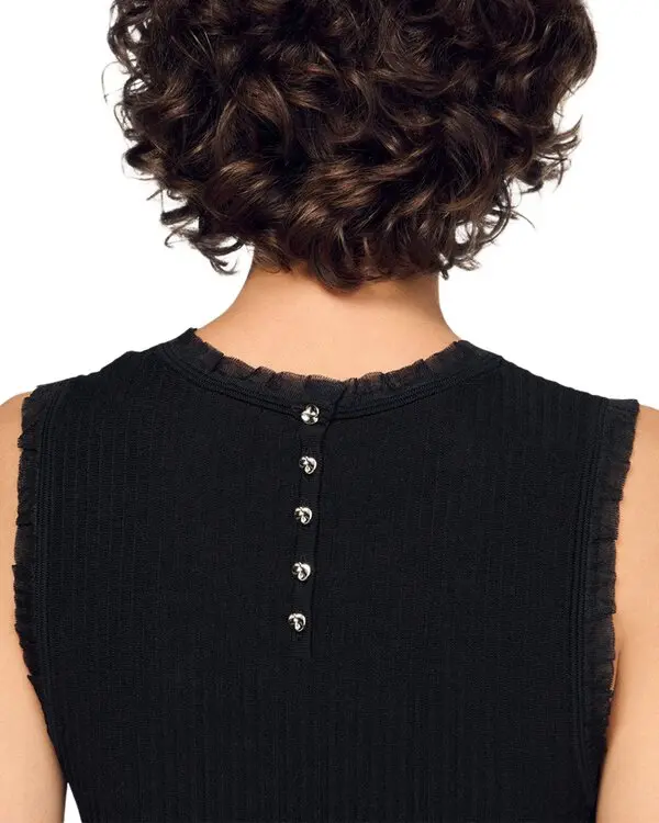 Sandro Ruffled Ottoman Knit Sweater