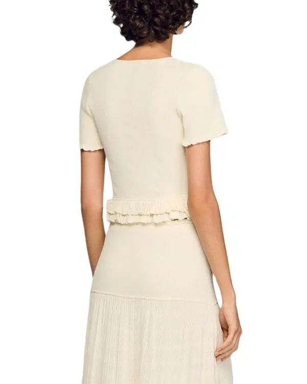 Sandro Arianna Ruffled Knit Cardigan