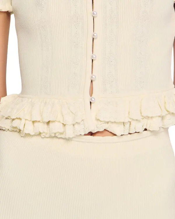 Sandro Arianna Ruffled Knit Cardigan