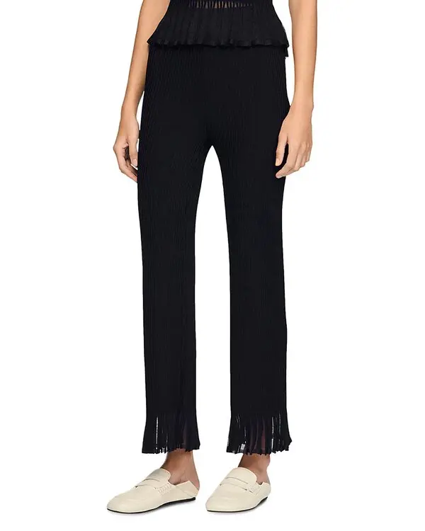 Sandro Ruffled Knit Trousers
