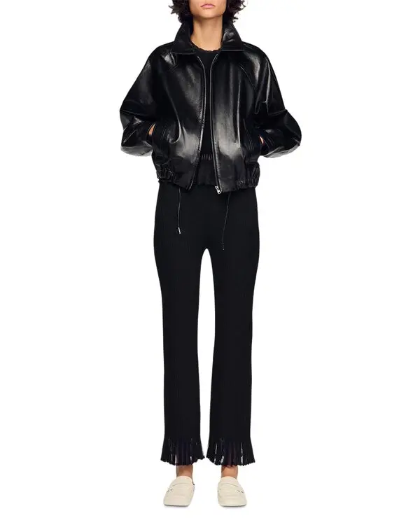 Sandro Ruffled Knit Trousers