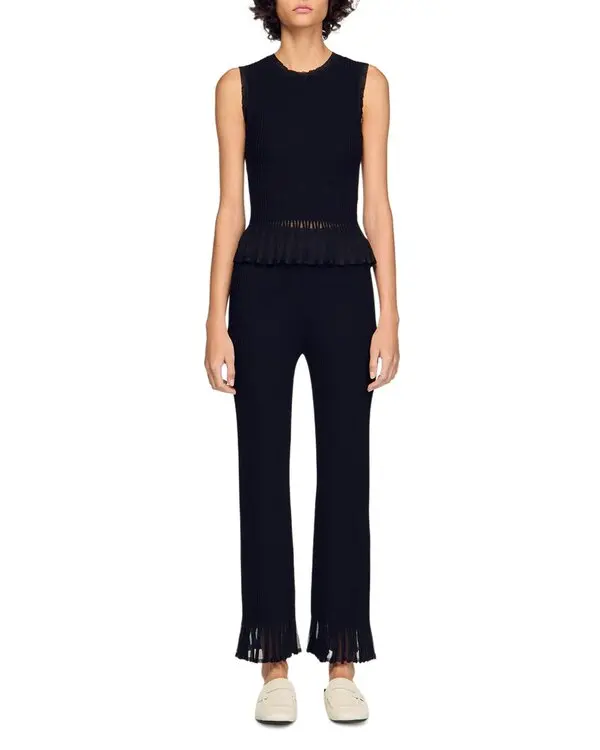 Sandro Ruffled Knit Trousers