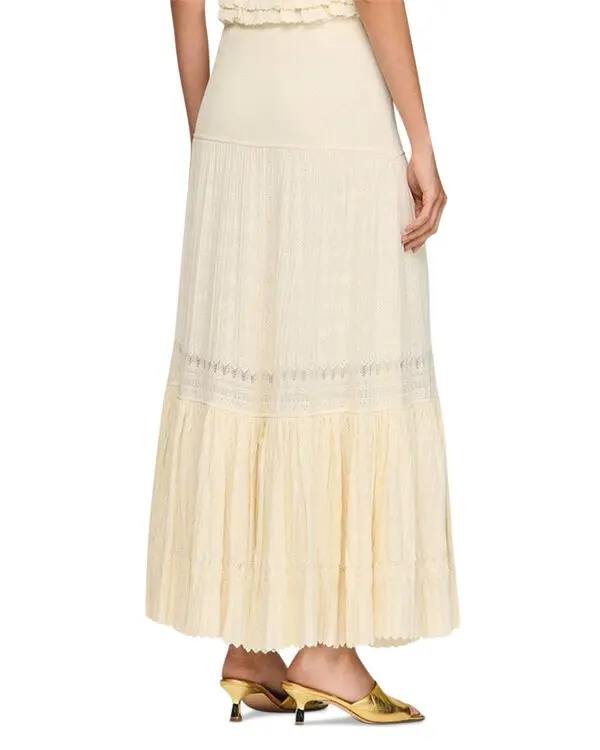 Sandro Aria Long Knit Skirt - Ecru