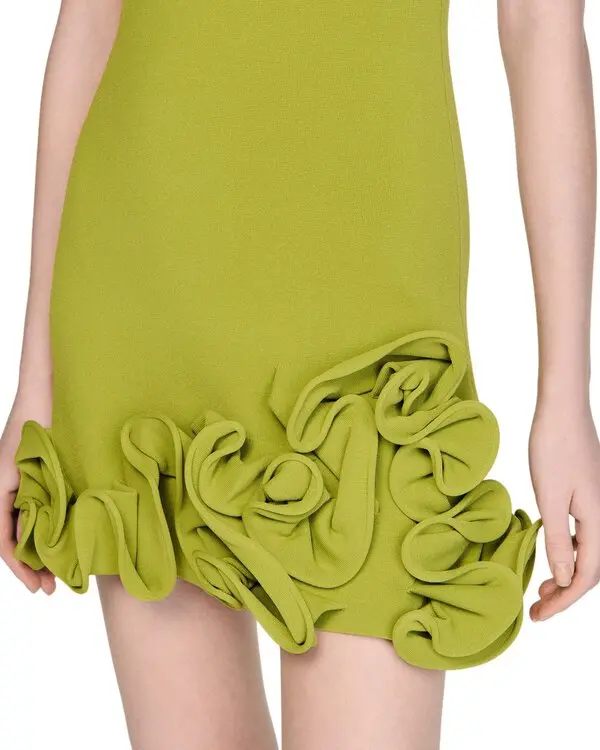 Sandro Floral Trim Knit Dress - Green