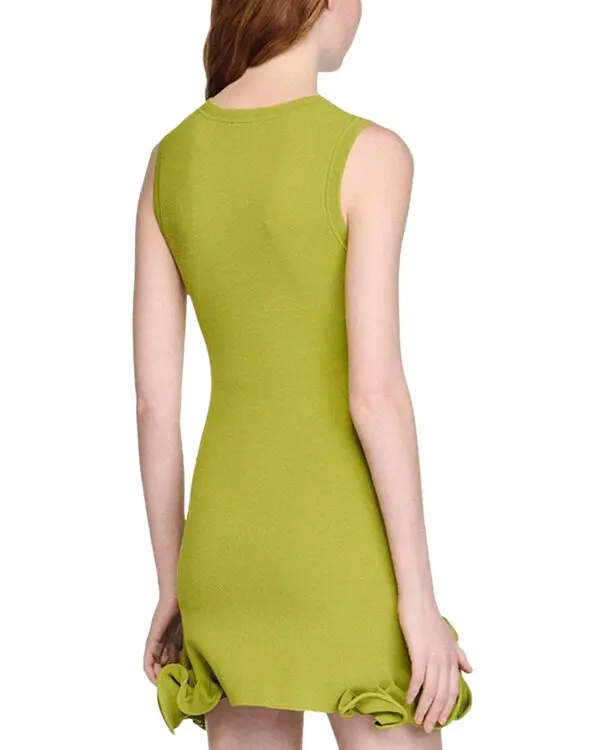 Sandro Floral Trim Knit Dress - Green