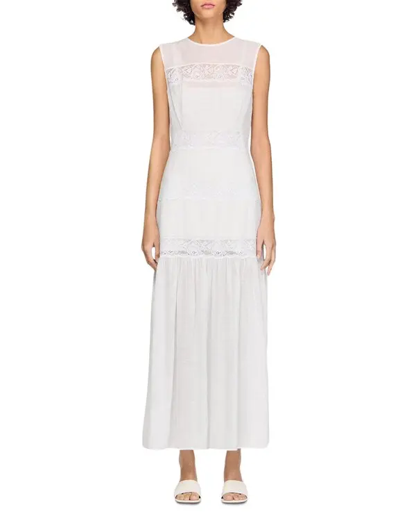 Sandro Crepon Maxi Dress - White