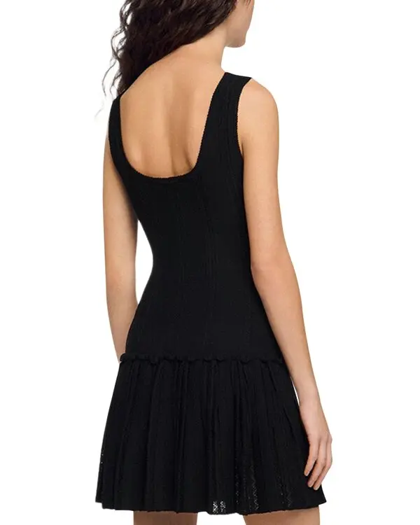 Sandro Short Knit Dress With Ruffle