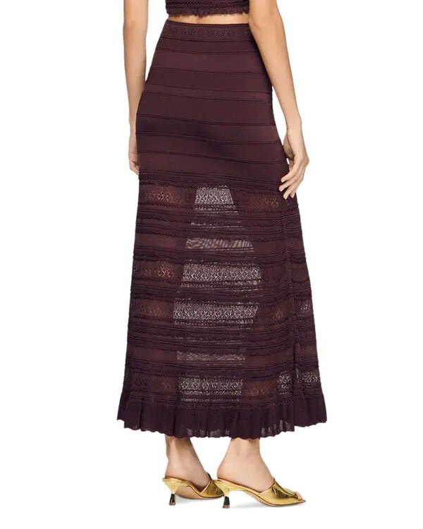 Sandro Andriane Pointelle Knit Maxi Skirt - Brown