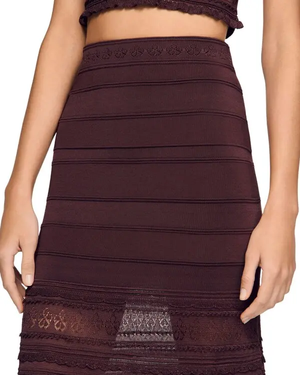 Sandro Andriane Pointelle Knit Maxi Skirt - Brown