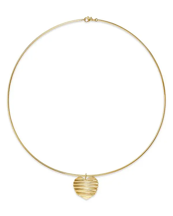 Bloomingdale'S Ribbed Heart Omega Pendant Necklace - Gold